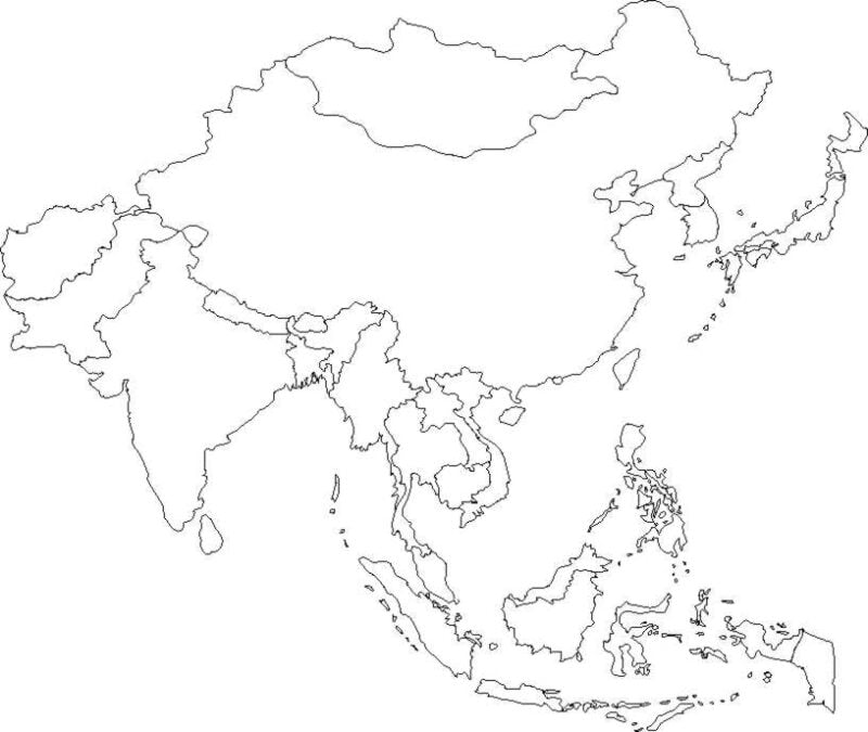 Mapa de Asia para Colorear: Imágenes y Dibujos del Continente Asiatico ...